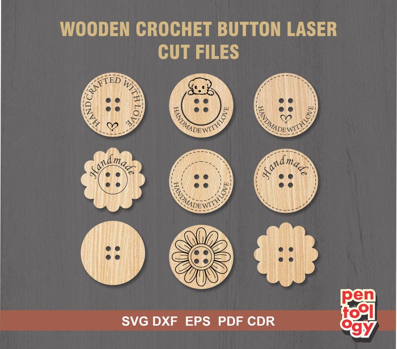 Handmade Button Laser Cut Pattern, Wooden Button Cutting File, Product ...