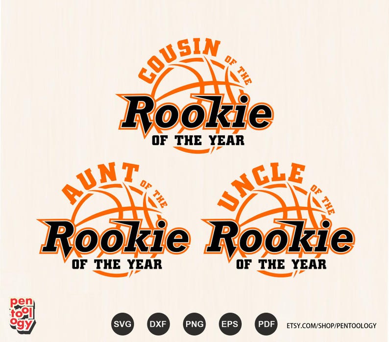 Rookie of the Year Basketball Family SVG PNG: Uncle, Aunt, Cousin ...