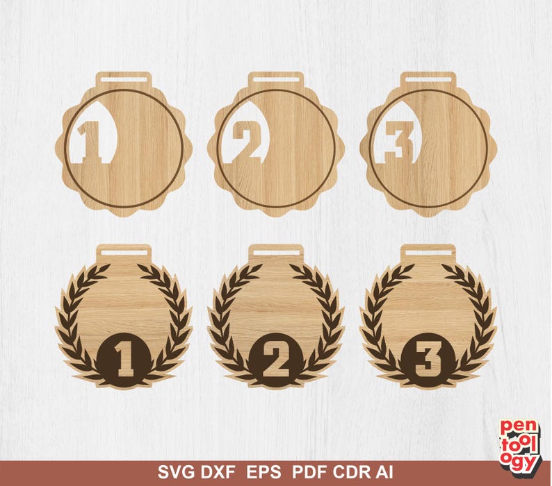 Medal Shapes Cut Pattern, Medal Laser Cutting File, Wooden Medal ...
