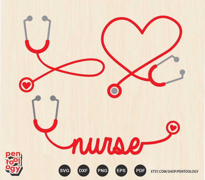 Stethoscope SVG, Nurse Word Art Svg, Nurse Heart Monogram Frame ...
