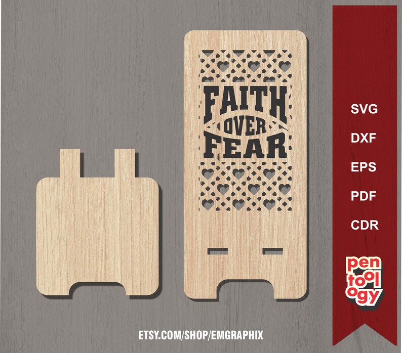 Cell Phone Stand Laser Cut File, Christian Theme Phone Holder Cut ...