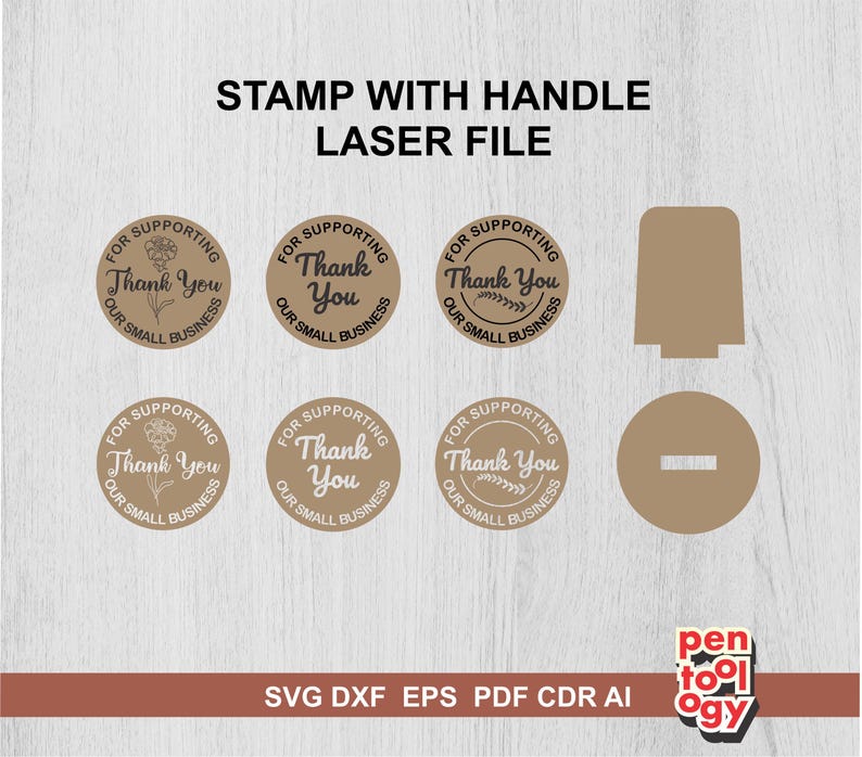 Stamp Svg - Thank You Stamp With Handle, DIY Stamp Laser File Template ...