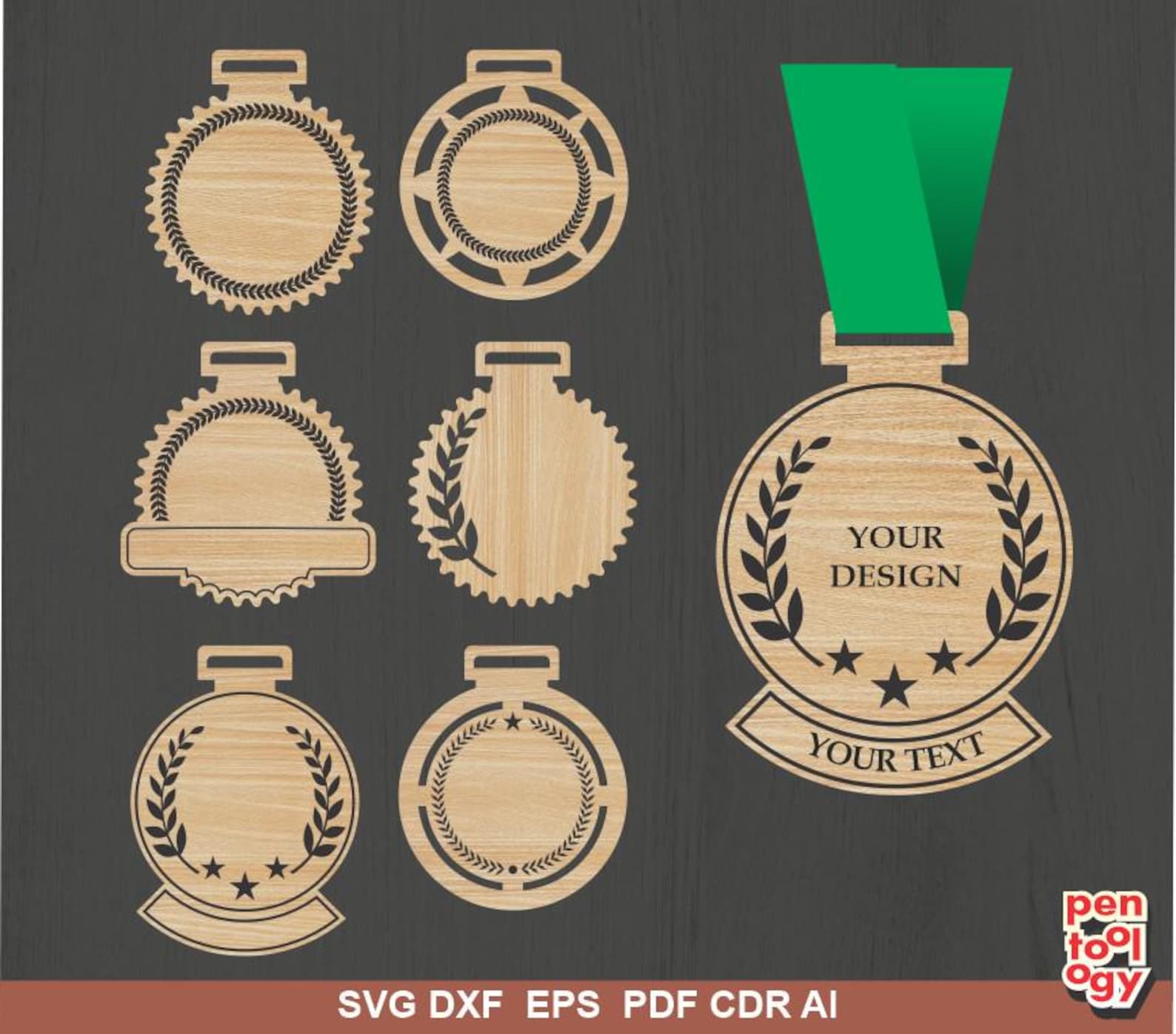 Medal Shape Cut Pattern, Medal Laser Cut File, Acrylic Medal Designs ...