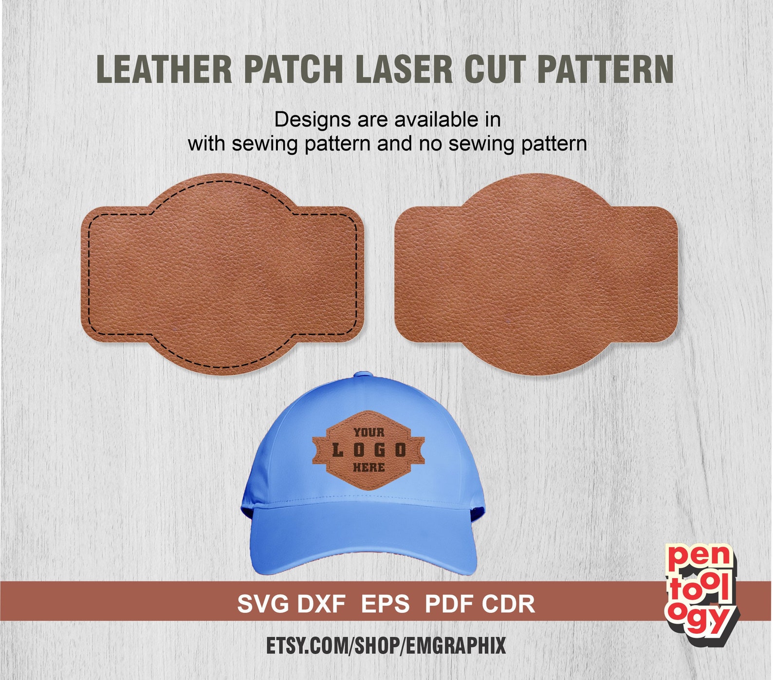 Hat Patch Laser File, Leather Hat Patches Cut Pattern SVG Dxf Pdf Cdr ...