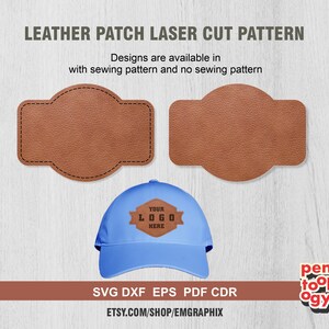 Hat Patch Laser File, Leather Hat Patches Cut Pattern SVG Dxf Pdf Cdr ...