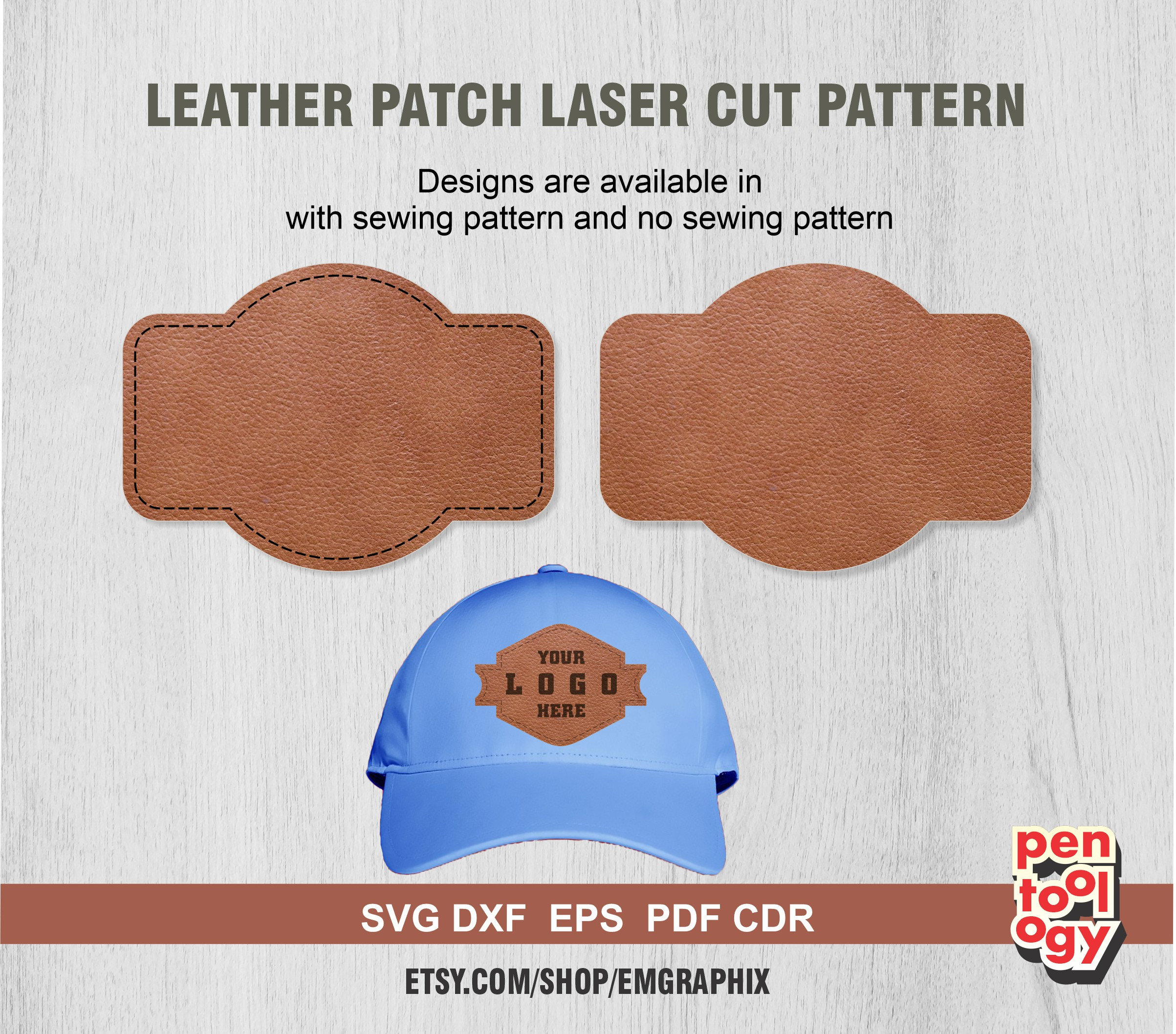 Hat Patch Laser File, Leather Hat Patches Cut Pattern SVG Dxf Pdf Cdr ...