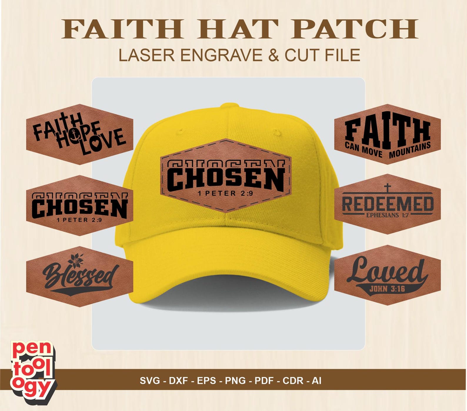 Christian Leather Patch Svg, Faith Patch Laser Cut File, Bible Verse ...