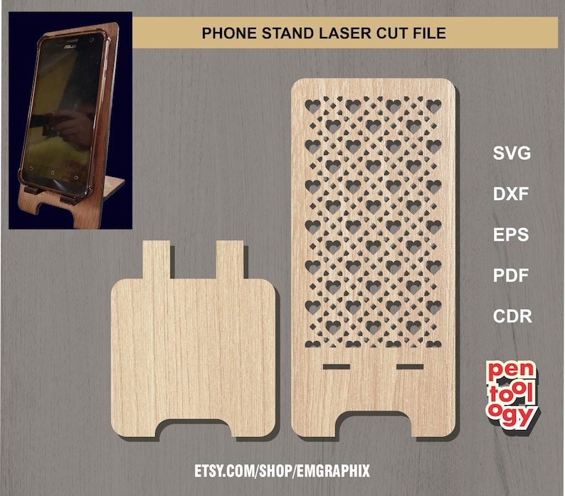 Cell Phone Stand Laser Cut File, Phone Holder With Rattan Pattern, SVG ...