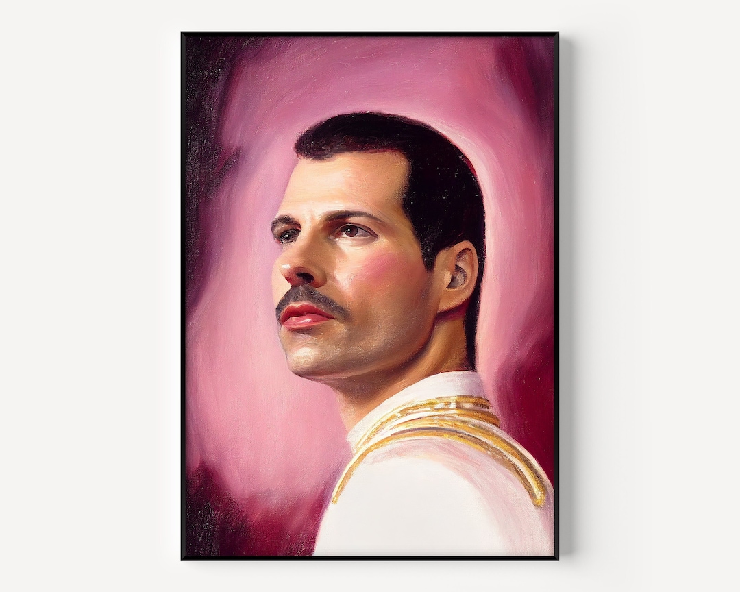 Queen Wall Art Freddy Mercury Print Famous Oil Painting Man Portrait ...