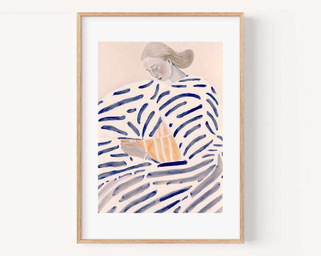 Abstract Woman Reading Book Wall Art Modern Abstract Art Modern Simple ...