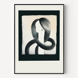 Abstract Wall Art Abstracted Black and White Faceless Woman Poster ...