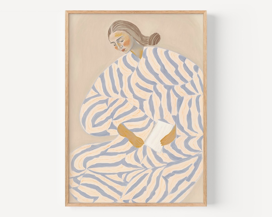 Abstract Woman Reading Book Wall Art Modern Abstract Art Modern Simple ...