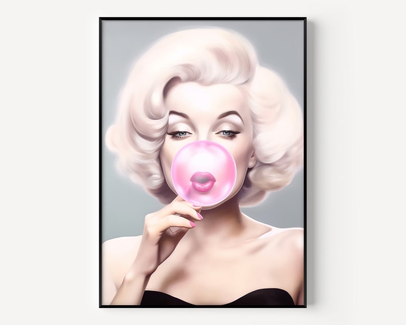 Marilyn Monroe Bubble Gum Fashion Print Pop Art Print Wall Art Marilyn