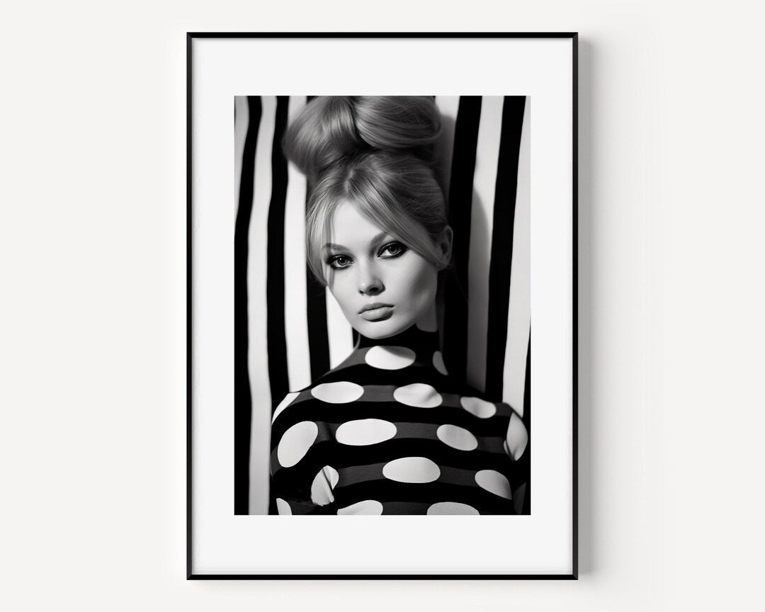 Brigitte Wall Art Black and White Print Famous Photography Women Painting Vintage Photograph ...
