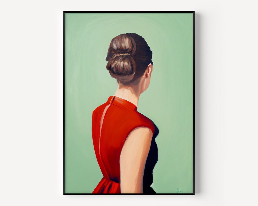 Female Body Drawing Woman in Red Dress Wall Art Modern Figurative Art ...