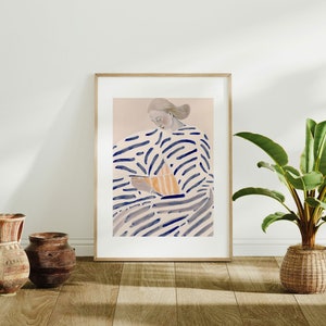 Abstract Woman Reading Book Wall Art Modern Abstract Art Modern Simple ...