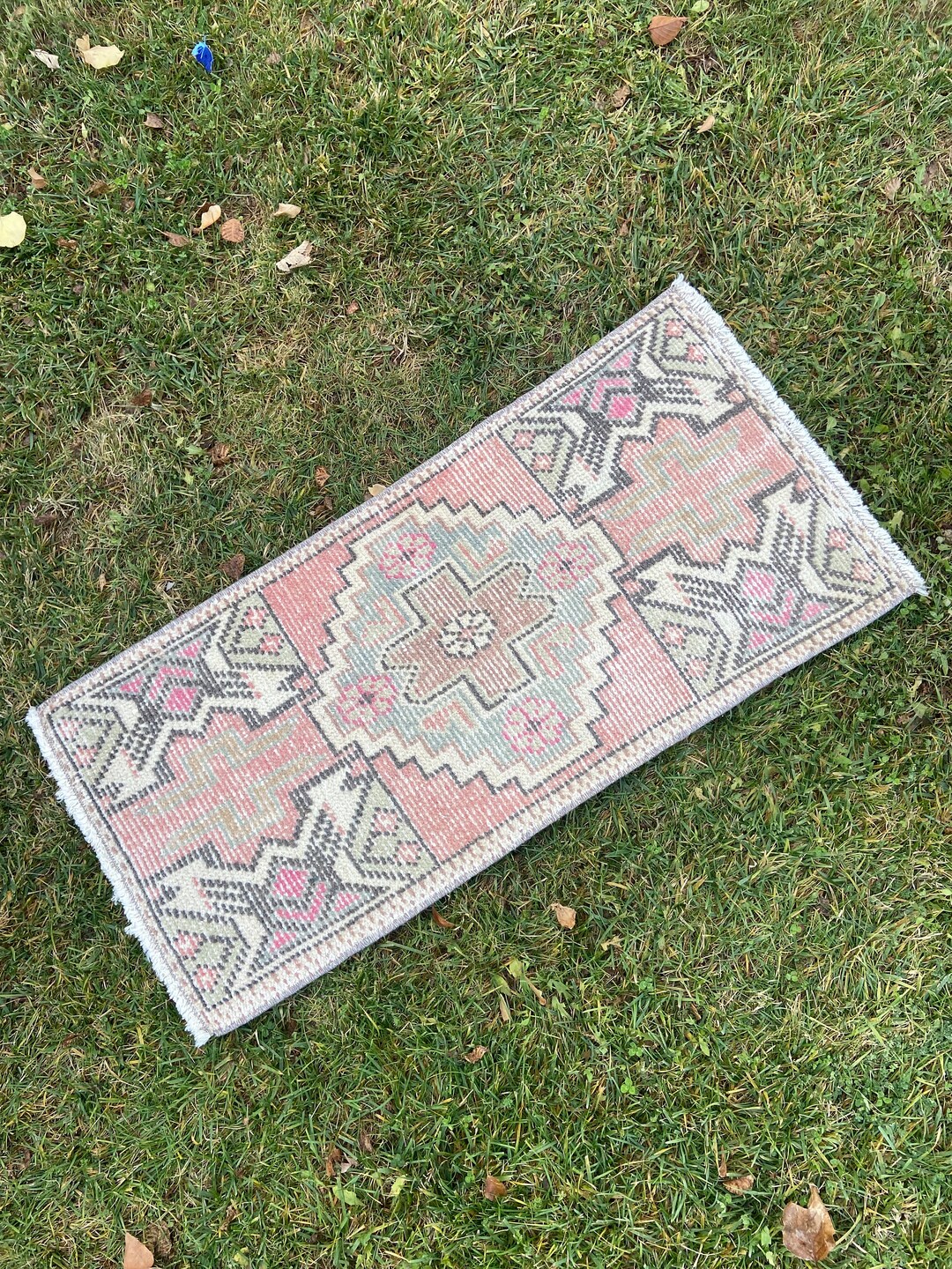 Small Turkish Rug, Vintage Bath Mat, Mini Oushak Rug, Turkish Doormat ...
