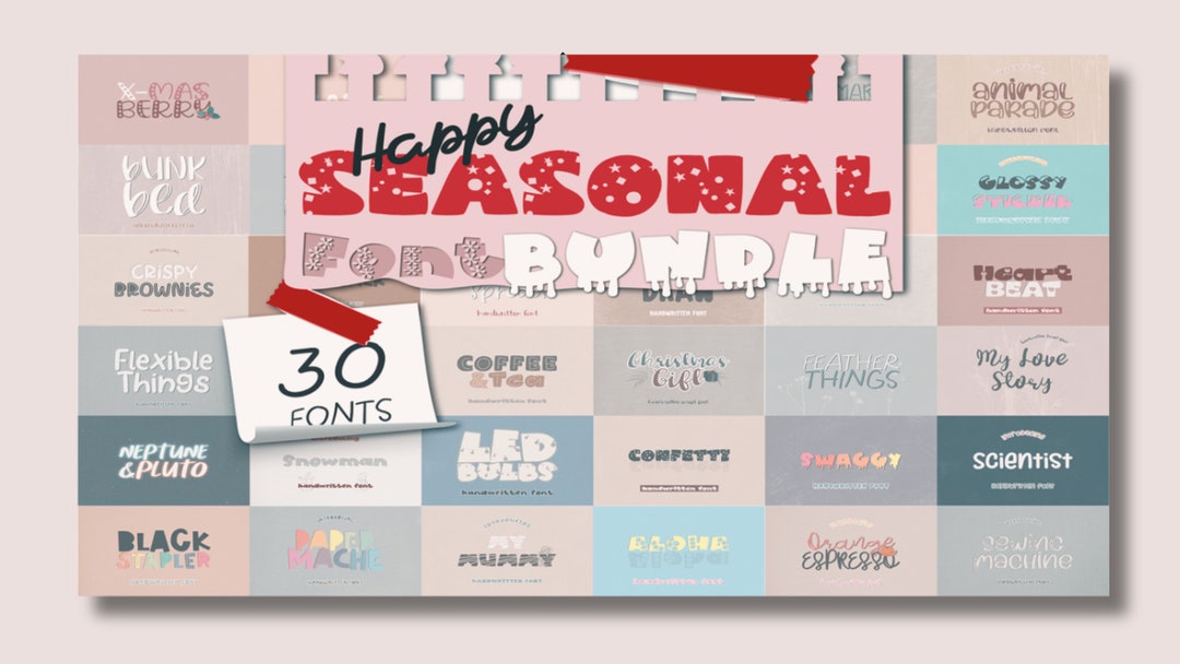 Happy Seasonal Font Bundle, Modern Font, Display Font, Cricut Font ...