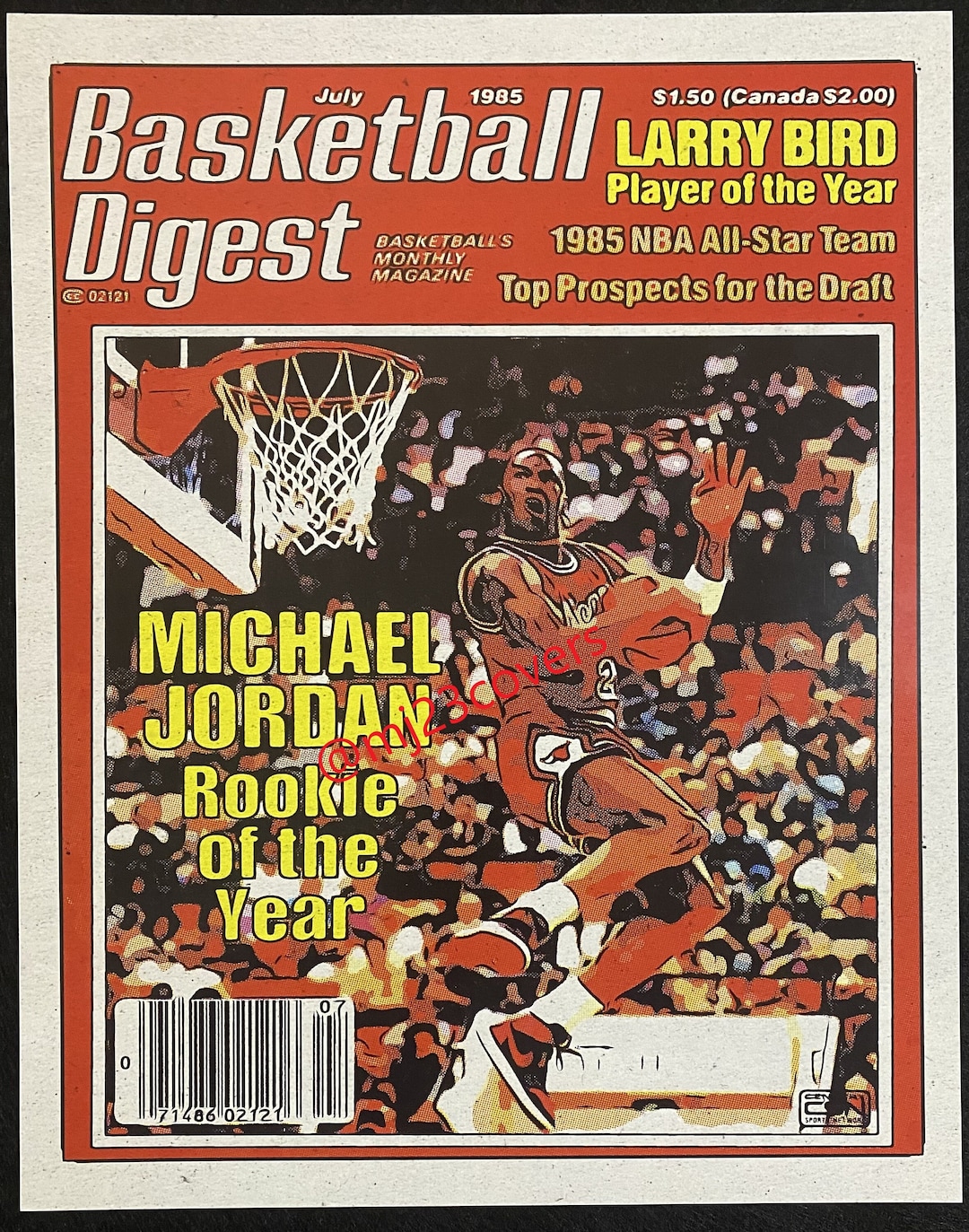 Michael Jordan Comic Style Poster 11 X 14 Basketball Digest July 1985 ...