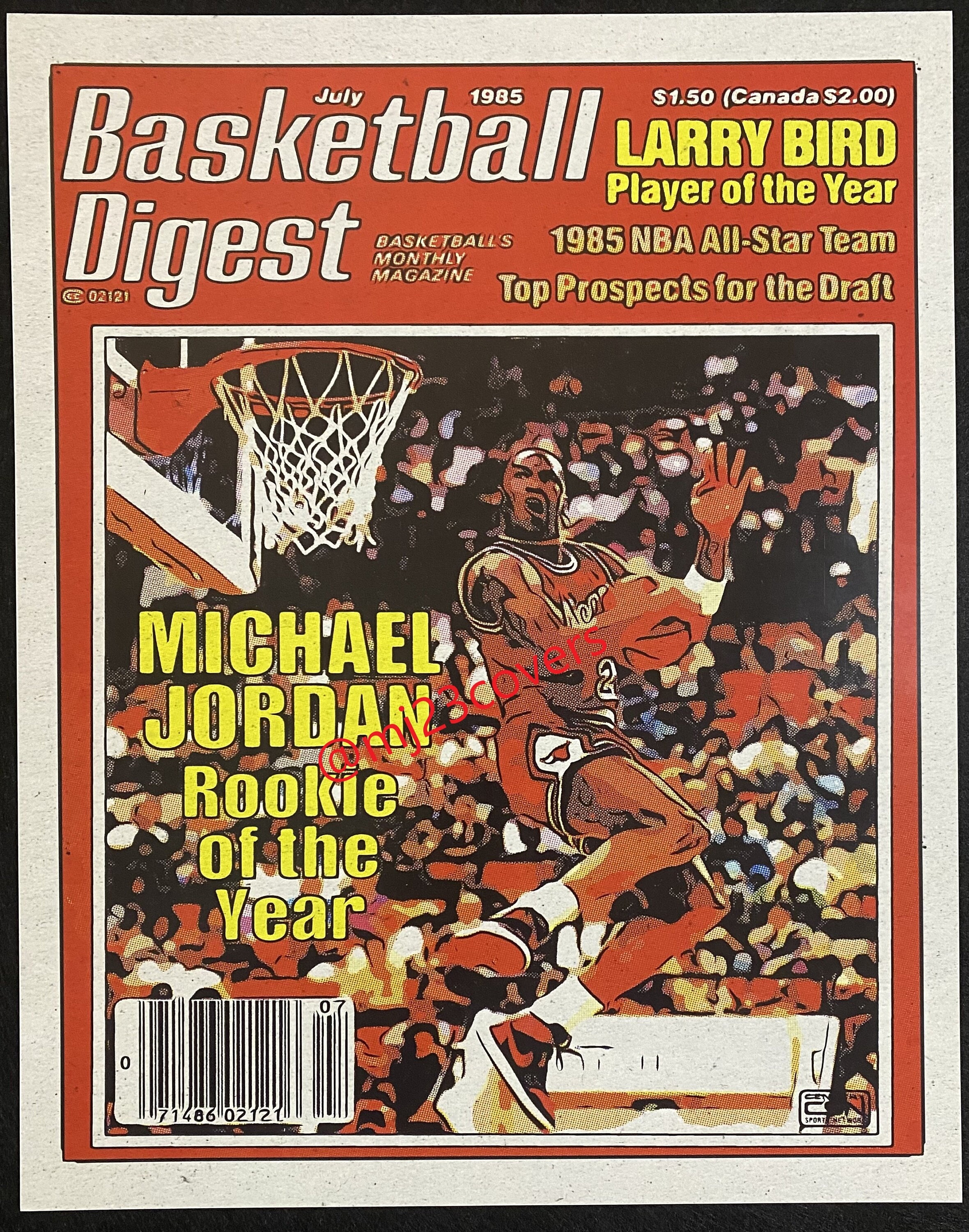 Michael Jordan Comic Style Poster 11 X 14 Basketball Digest July 1985 ...
