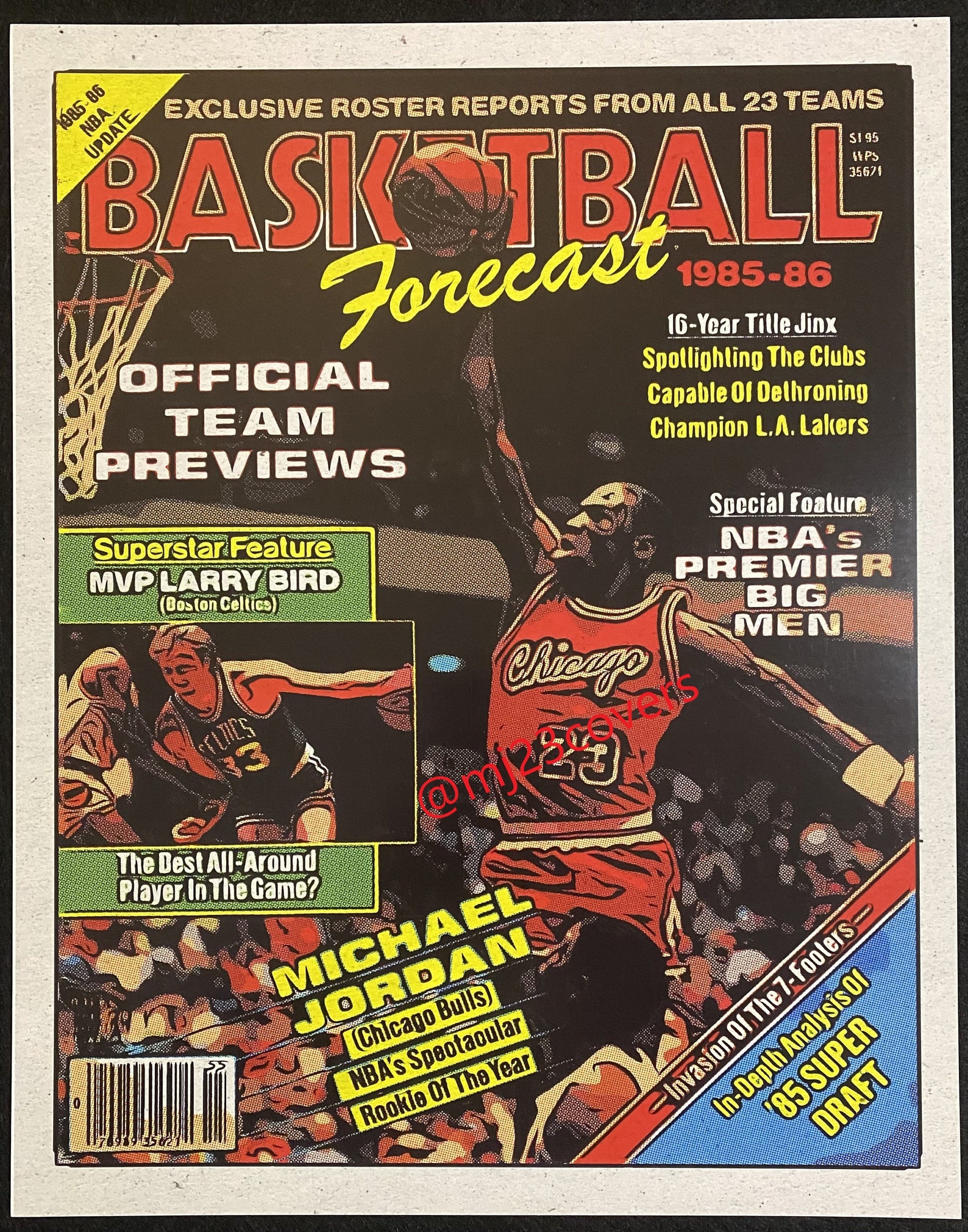 Michael Jordan Comic Style Poster 11 X 14 Basketball Forecast 1985-86 ...