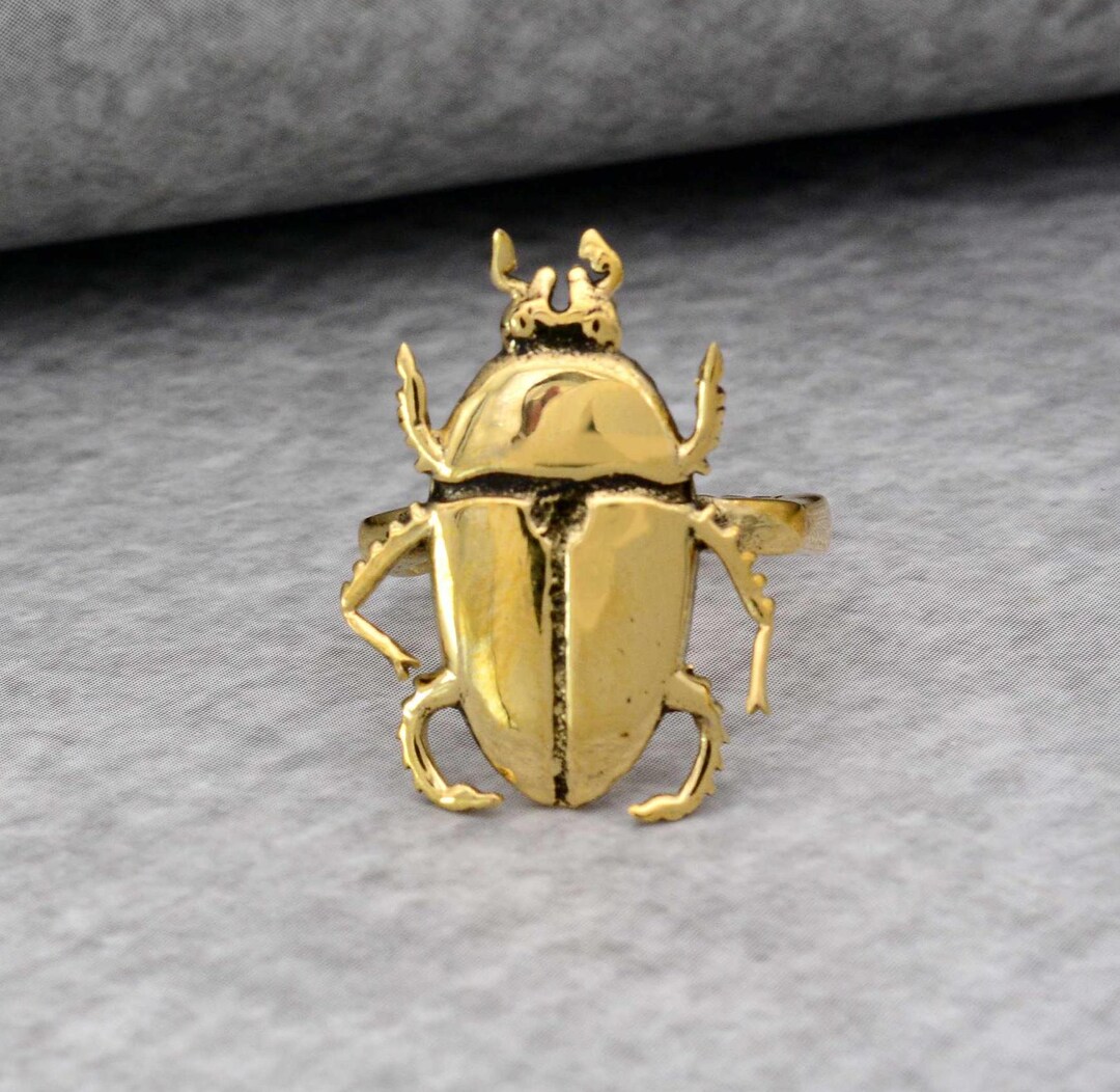 Gold Scarab Ring, Beetle Insect Ring, Flying Bug Ring, Sacred Symbol ...