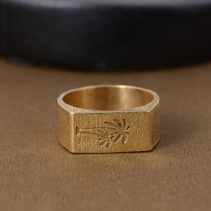 Coconut Tree Ring, Tree Ring, Signet Ring, Tropical Ring, Dainty Ring ...