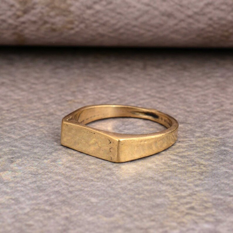 Gold Signet Ring, Rectangle Signet Ring, Bar Ring, Pinky Signet Ring, Men Signet Ring, Women ...