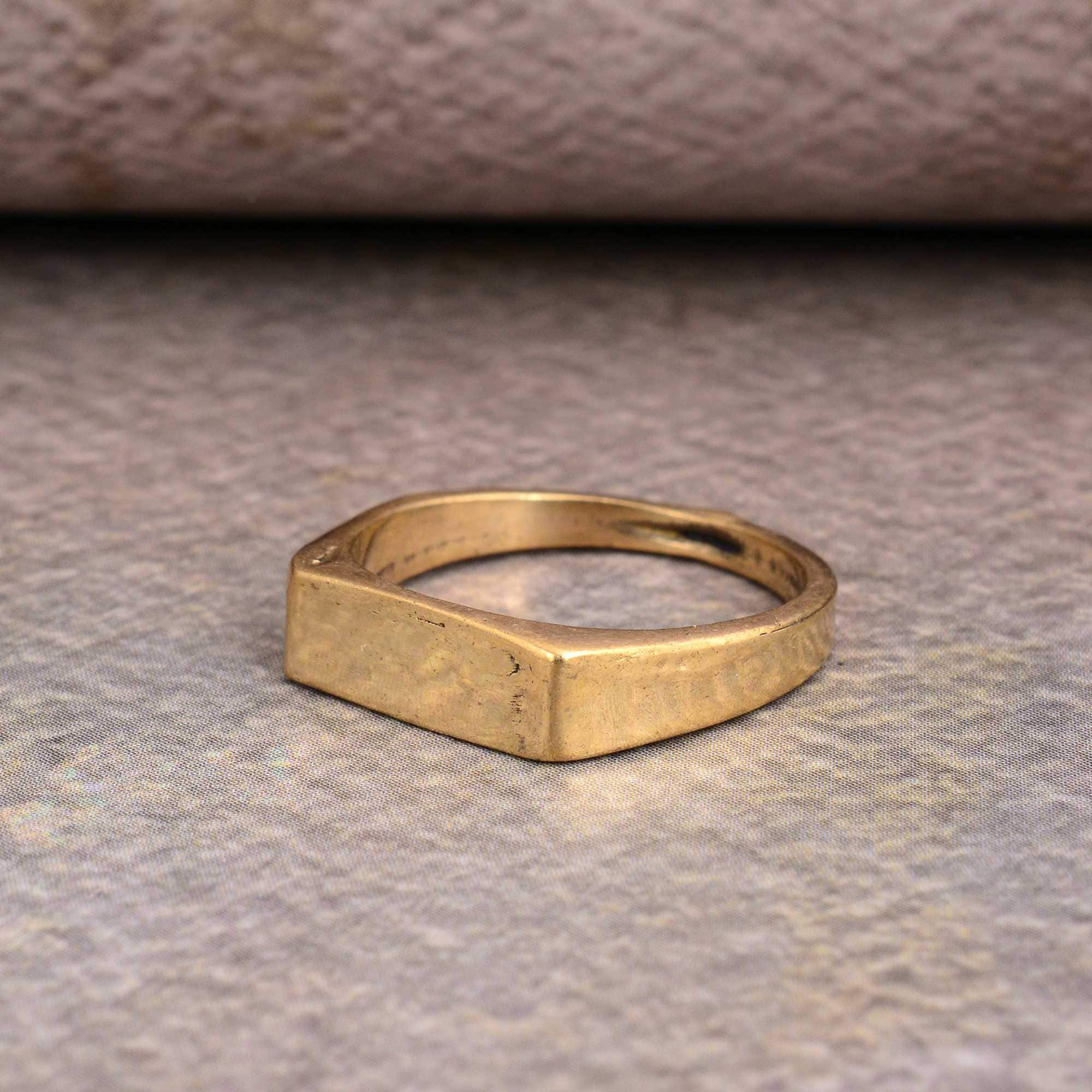 Gold Signet Ring, Rectangle Signet Ring, Bar Ring, Pinky Signet Ring ...