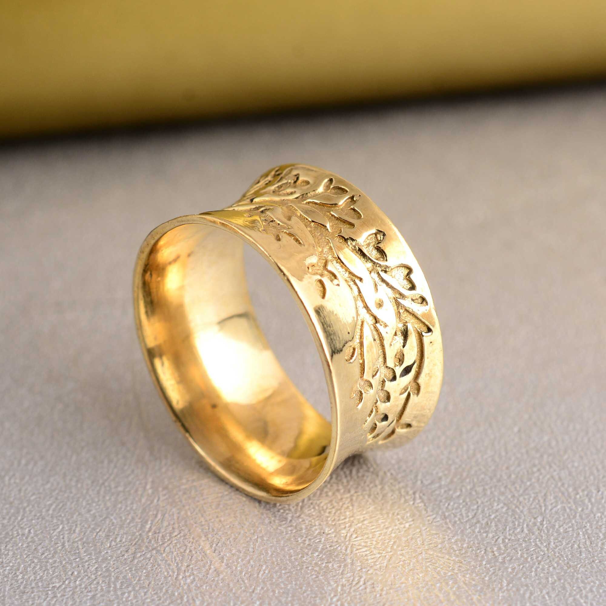 Tree of Life Ring Gold Thick Band Ring Band Ring Tree Ring - Etsy