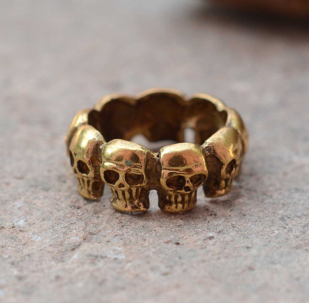 Gold Skull Ring, Skull Ring, Gothic Ring, Horror Ring, Skeleton Ring ...