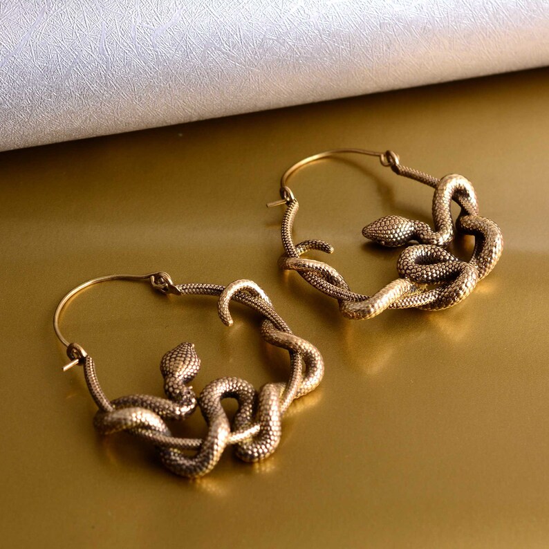 Celtic Snake Hoop Earrings: Gold Serpent Jewelry - Etsy