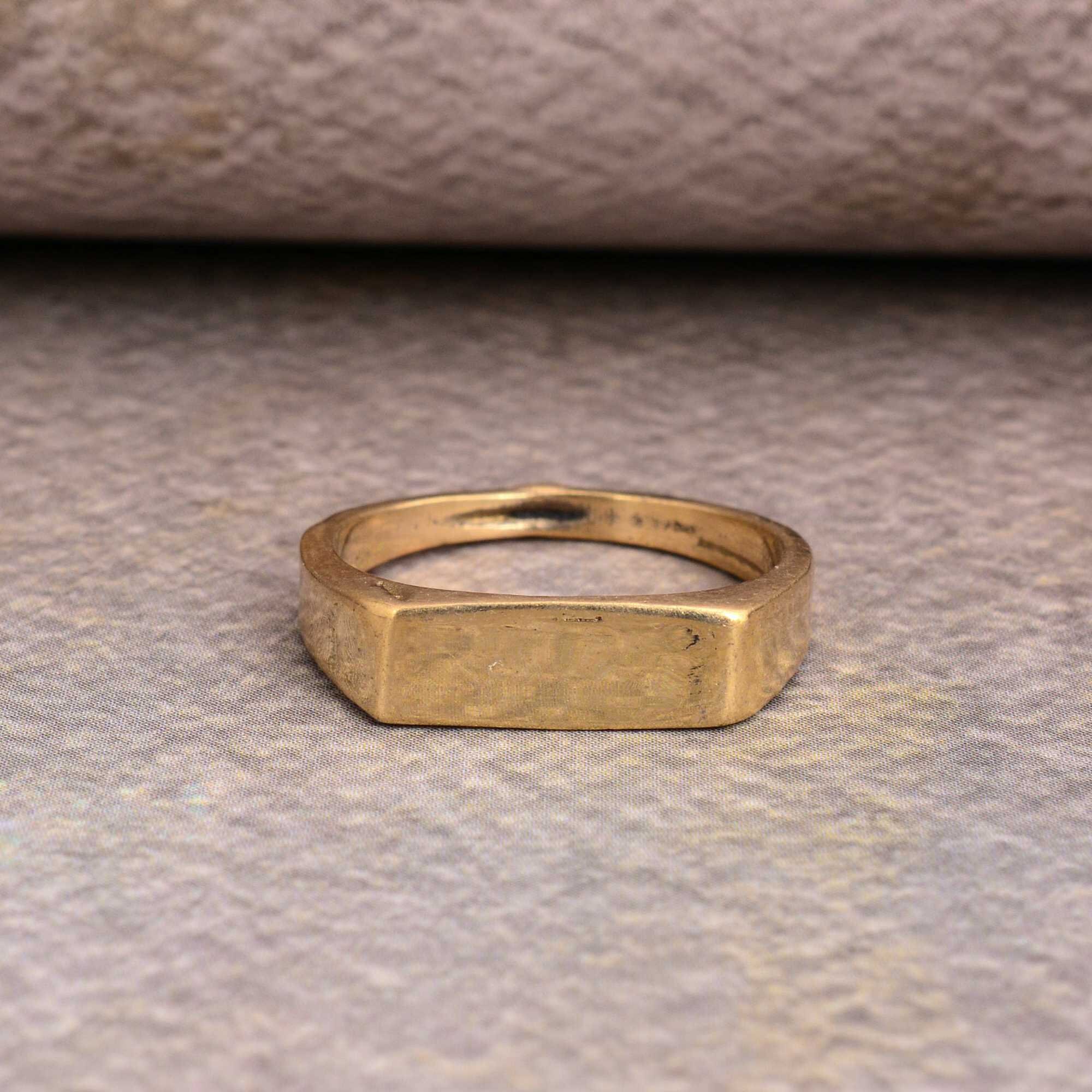 Gold Signet Ring, Rectangle Signet Ring, Bar Ring, Pinky Signet Ring, Men Signet Ring, Women ...