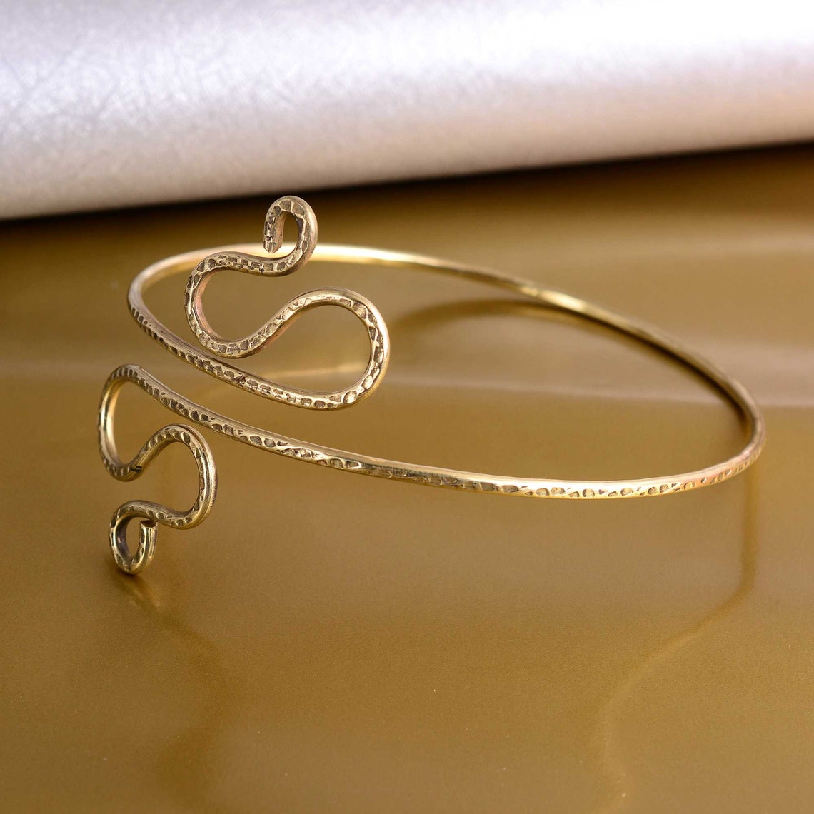 Upper Arm Cuff Arm Band Spiral Handmade Made of Brass, Jewelry - Etsy