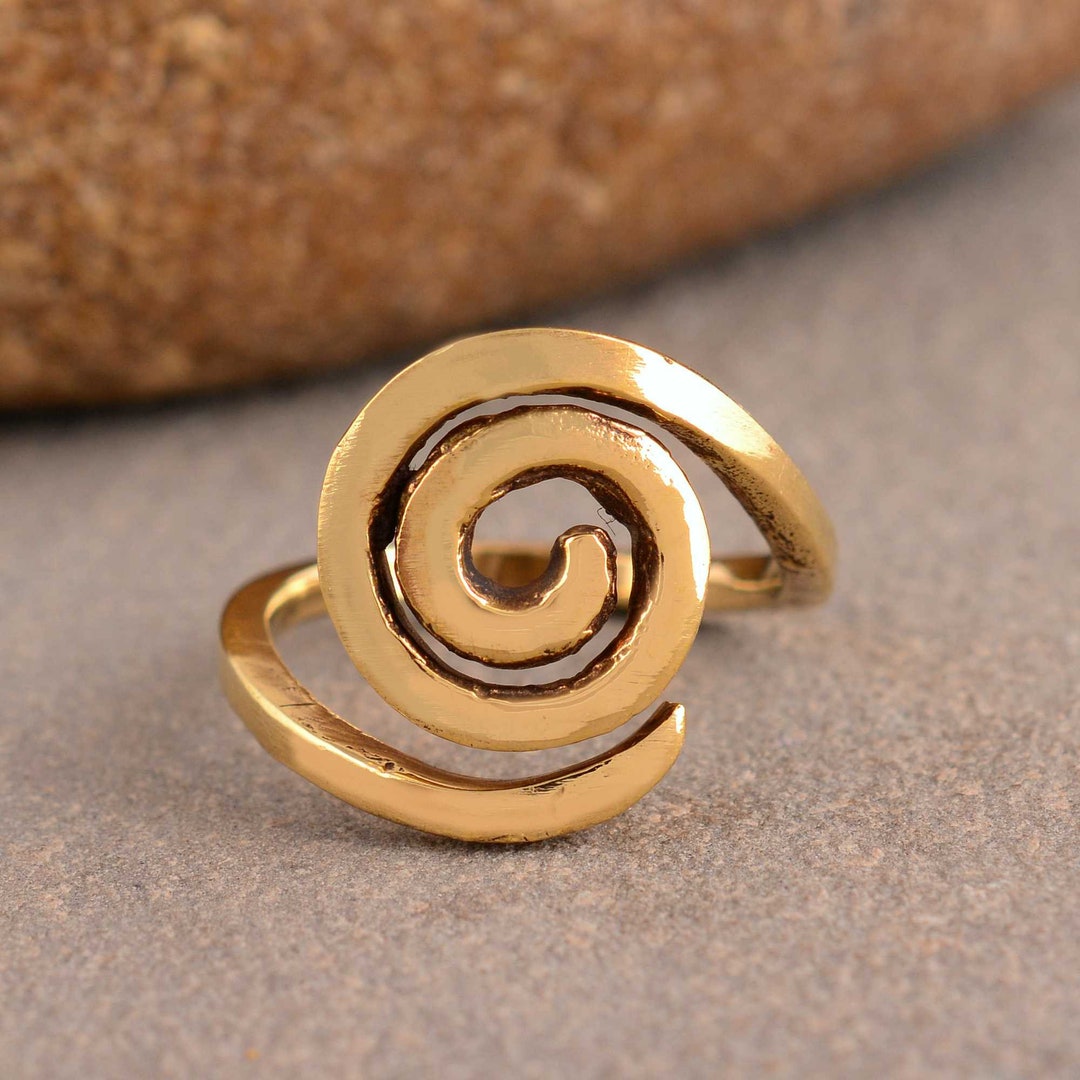 Handmade Brass Spiral Ring: Boho Swirl Wired Band - Etsy