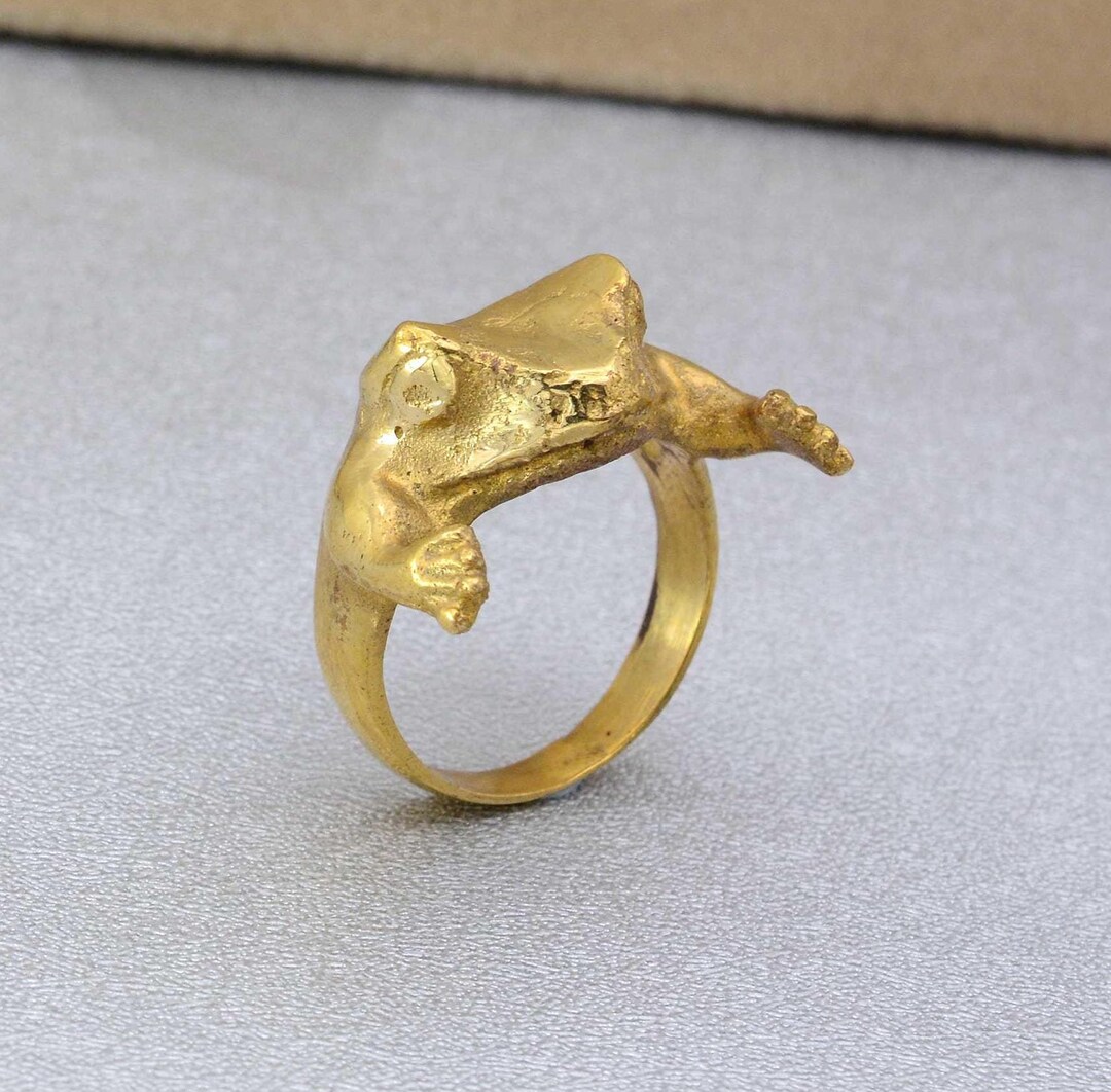 Golden Brass Froggy Ring, Frog Ring, Streetwear Ring, Vintage Ring ...