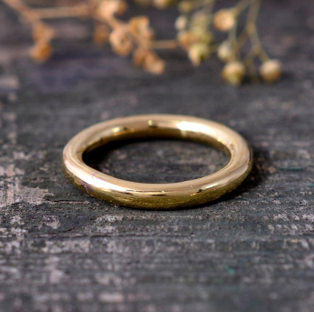 Round Band Ring, Solid Gold Brass Ring, Thick Round Band Ring, Stacking ...