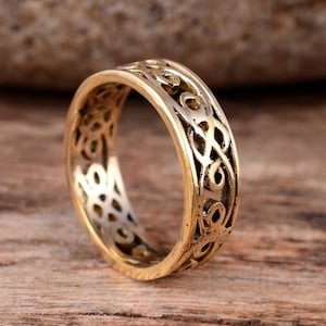 Gold Celtic Ring, Handmade Ring, Brass Ring, Thumb Band, Celtic Band ...