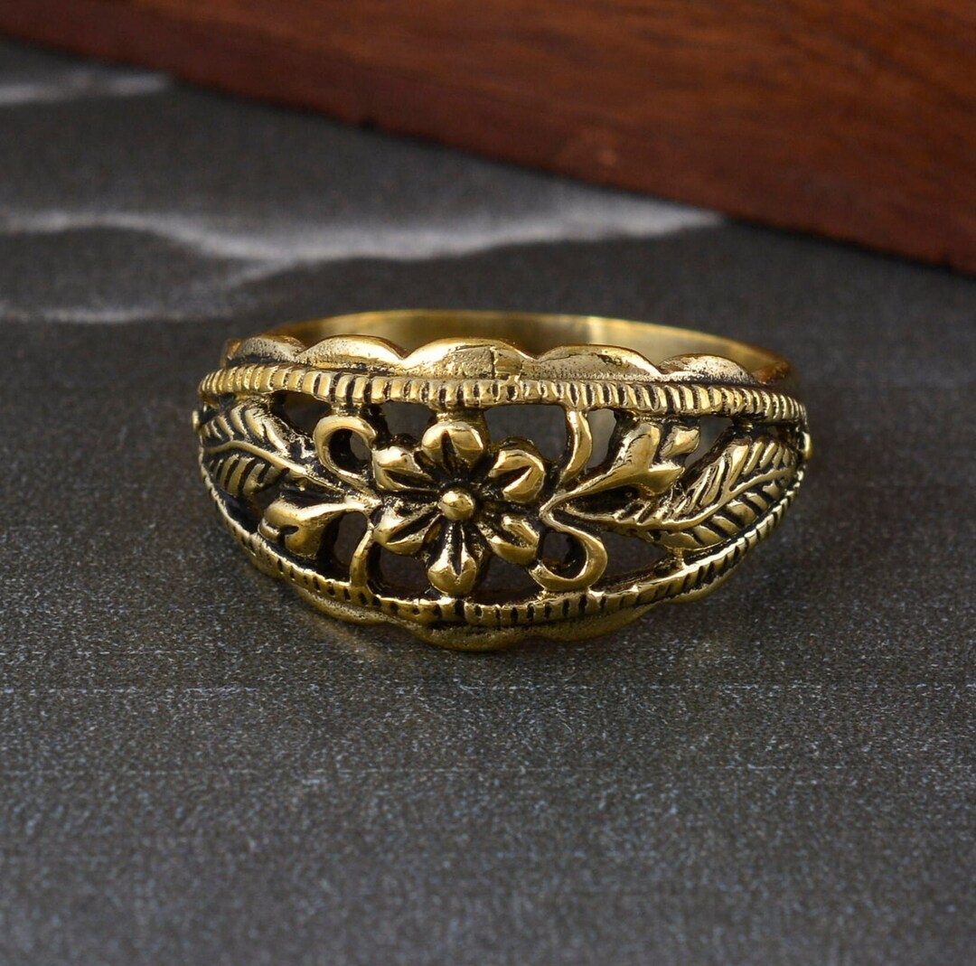 Gold Floral Ring, Flower Ring, Multi Flower Ring, Vintage Ring, Gift ...