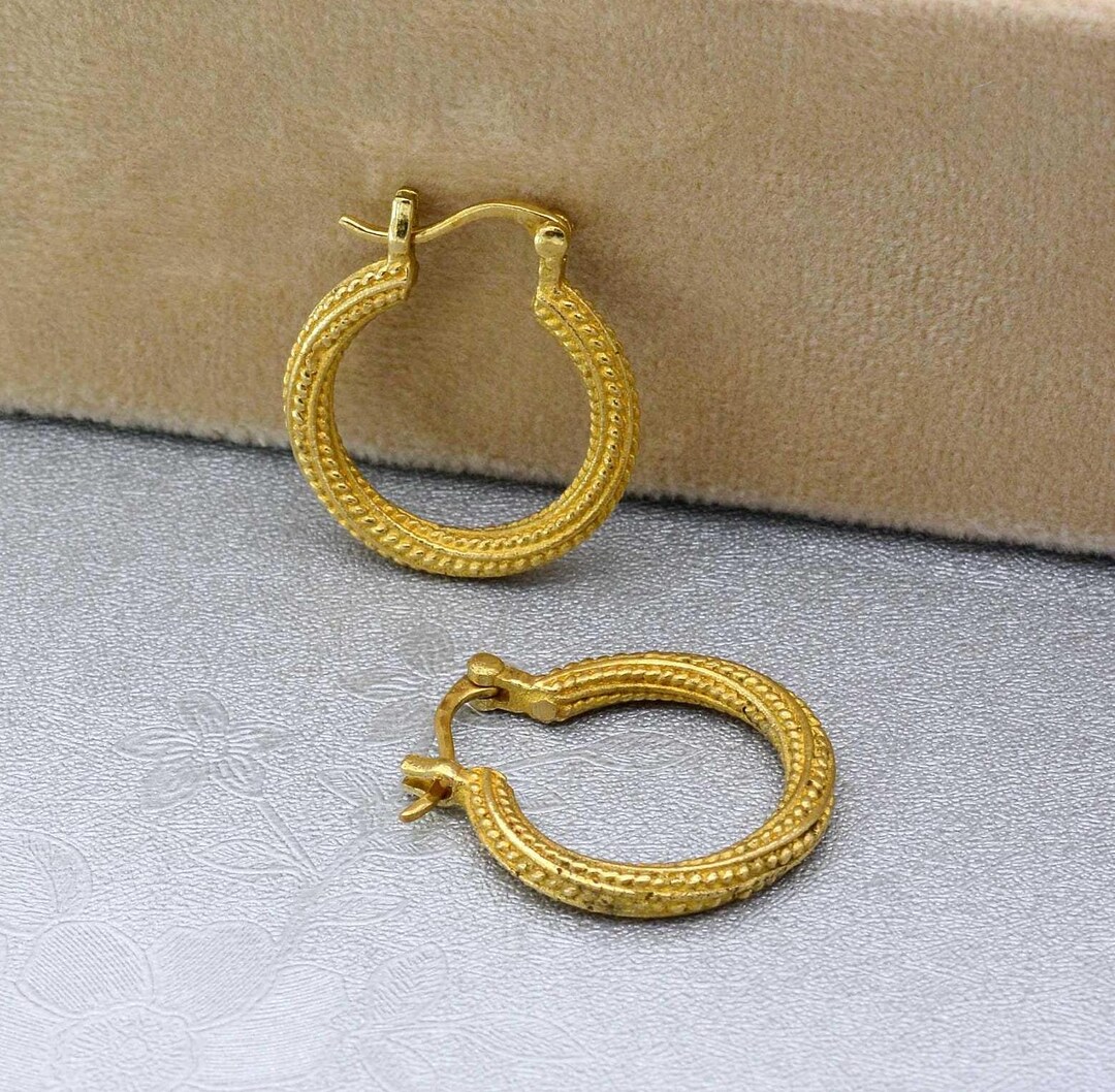 Handmade Gold Hinged Hoop Earrings: Chunky Minimalist Huggies - Etsy