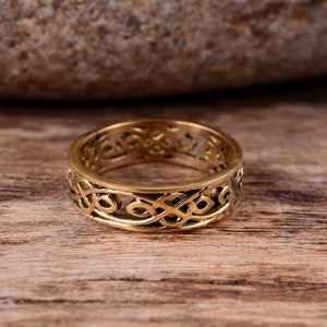 Gold Celtic Ring, Handmade Ring, Brass Ring, Thumb Band, Celtic Band ...