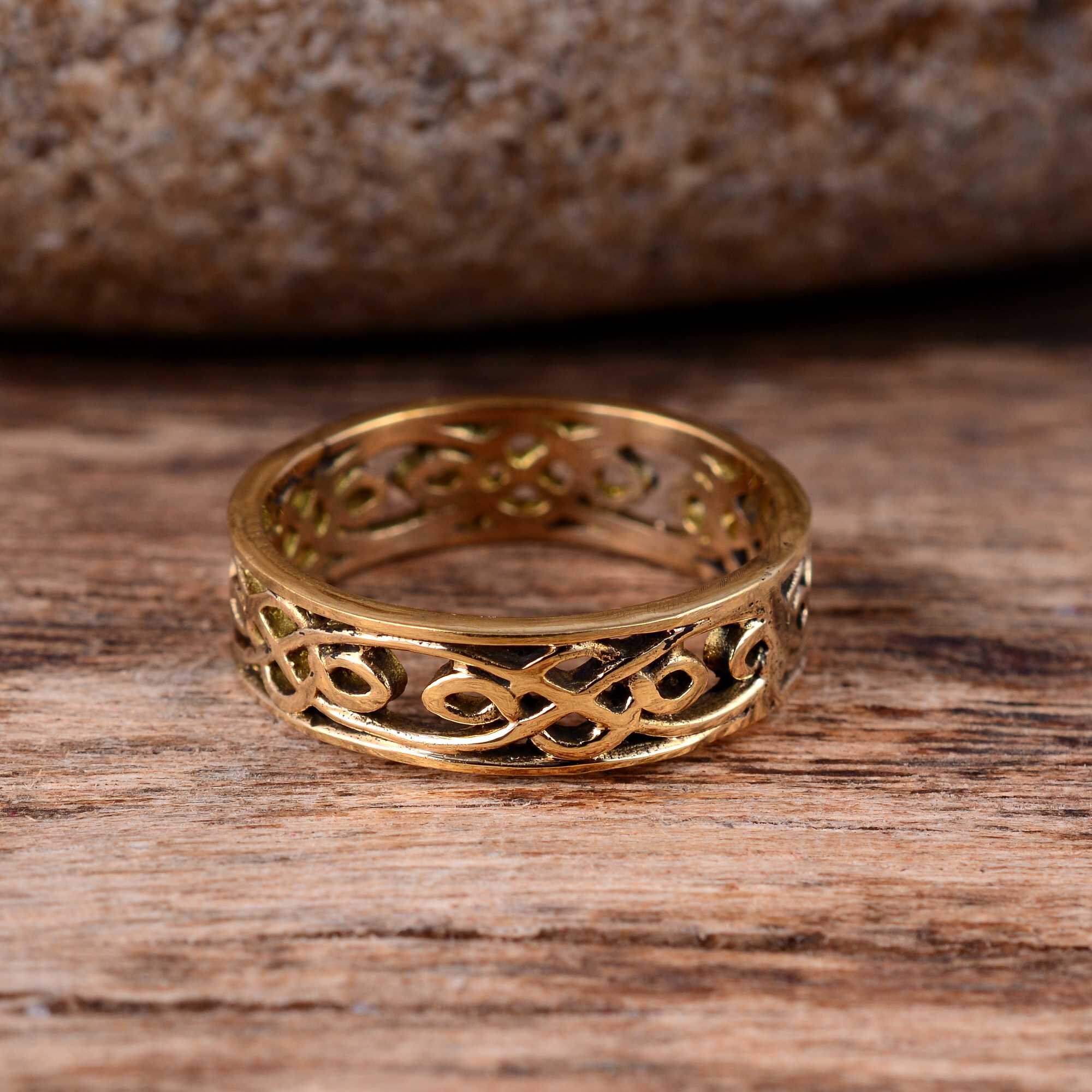 Gold Celtic Ring, Handmade Ring, Brass Ring, Thumb Band, Celtic Band ...