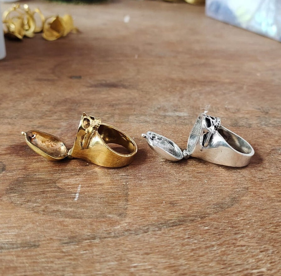 Skull Poison Ring, Skull Ring, Secret Box Ring, Poison Ring, Handmade ...