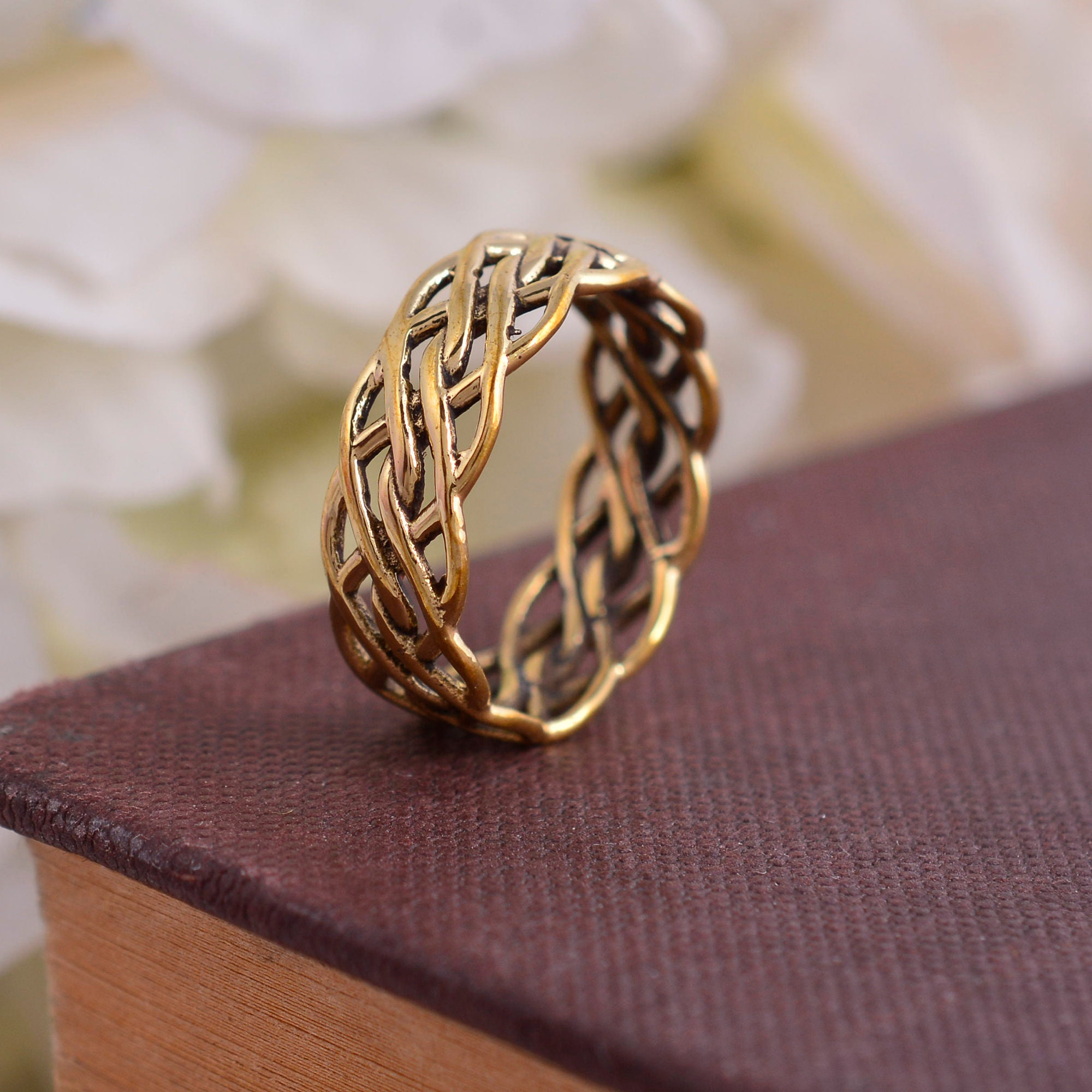 Gold Celtic Ring, Handmade Ring, Brass Ring, Thumb Band, Celtic Band ...