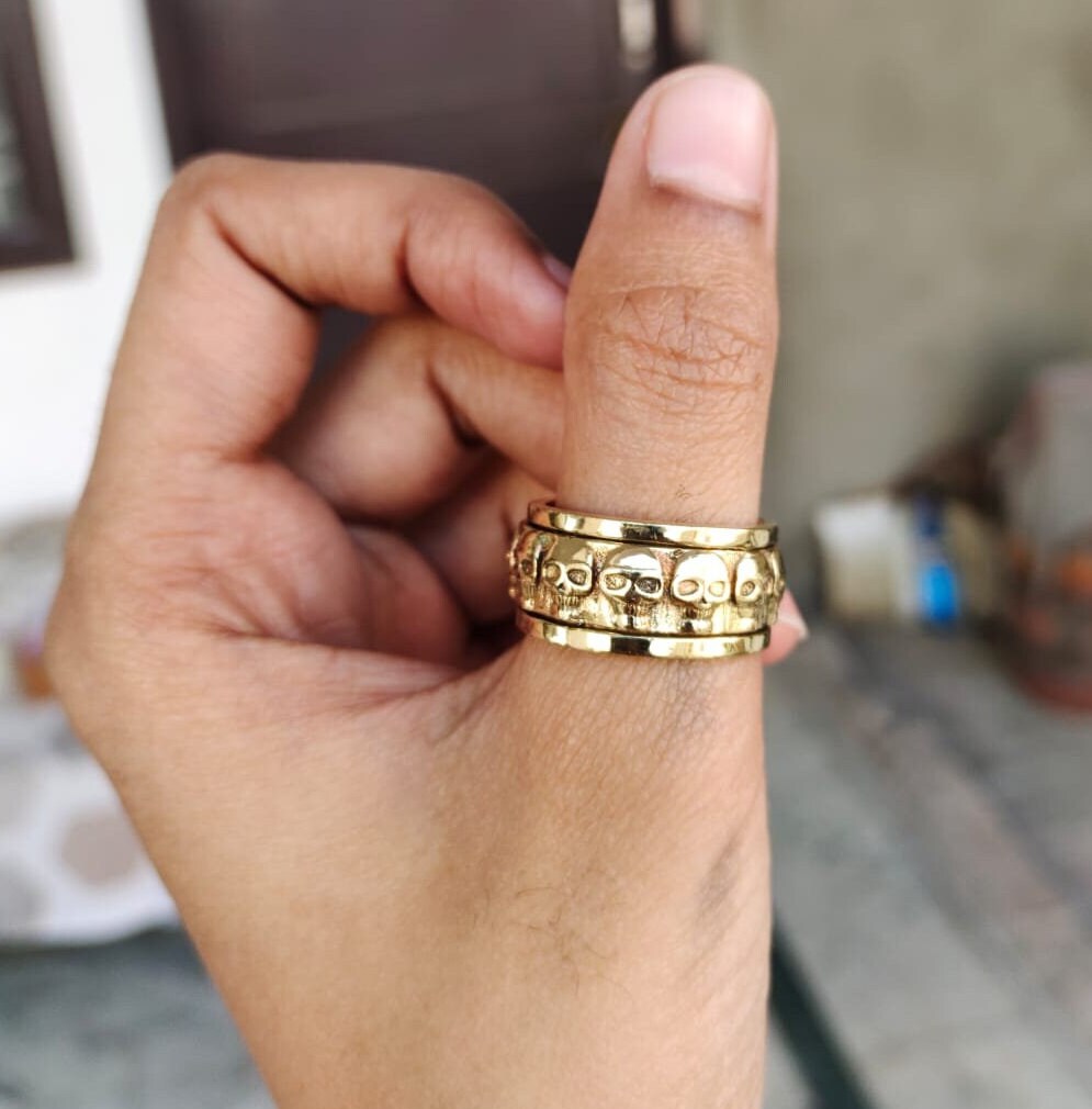 Skull Anxiety Fidget Ring Goth Thumb Ring Witch Anti Stress - Etsy