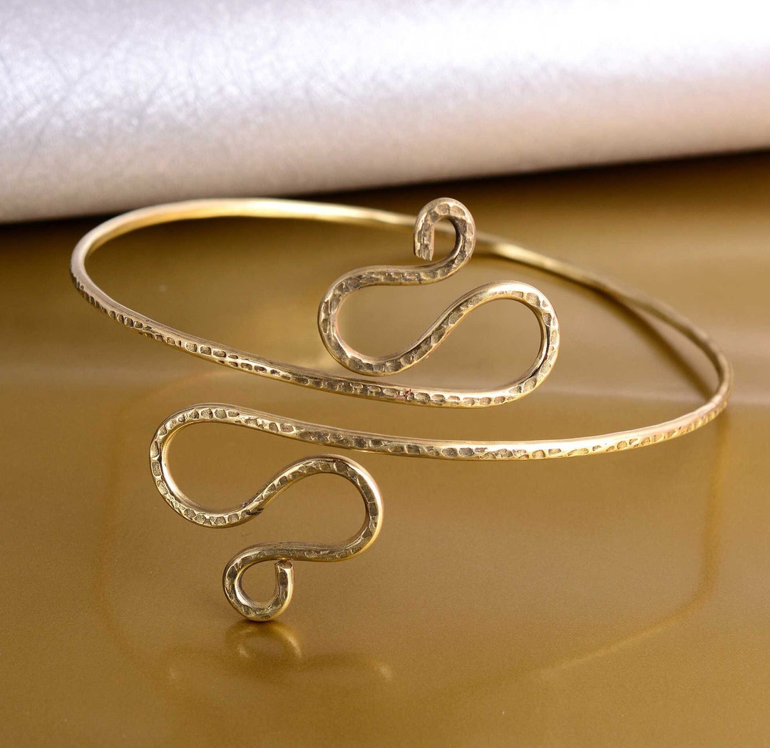 Upper Arm Cuff Arm Band Spiral Handmade Made of Brass, Jewelry - Etsy