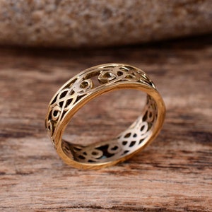 Gold Celtic Ring, Handmade Ring, Brass Ring, Thumb Band, Celtic Band ...