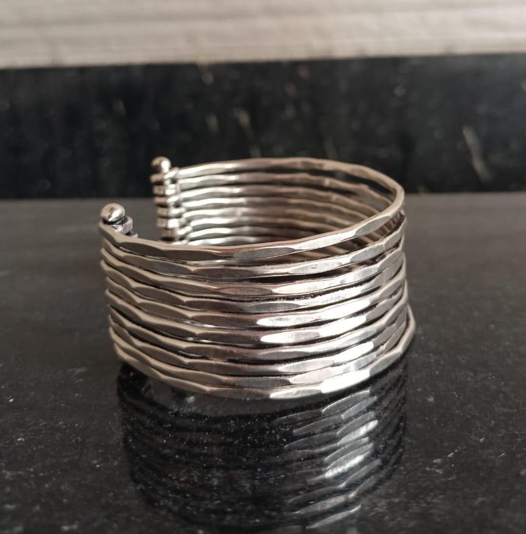 Silver Bangle Cuff Bracelet, Multi Bangle Bracelet, Adjustable ...