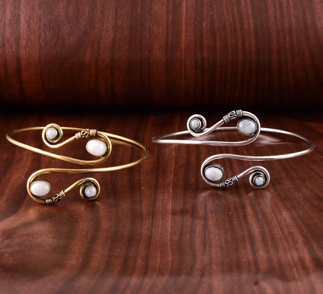 Gold/silver Moonstone Swirl Arm Cuff Arm Band Upper Arm Band Brass ...