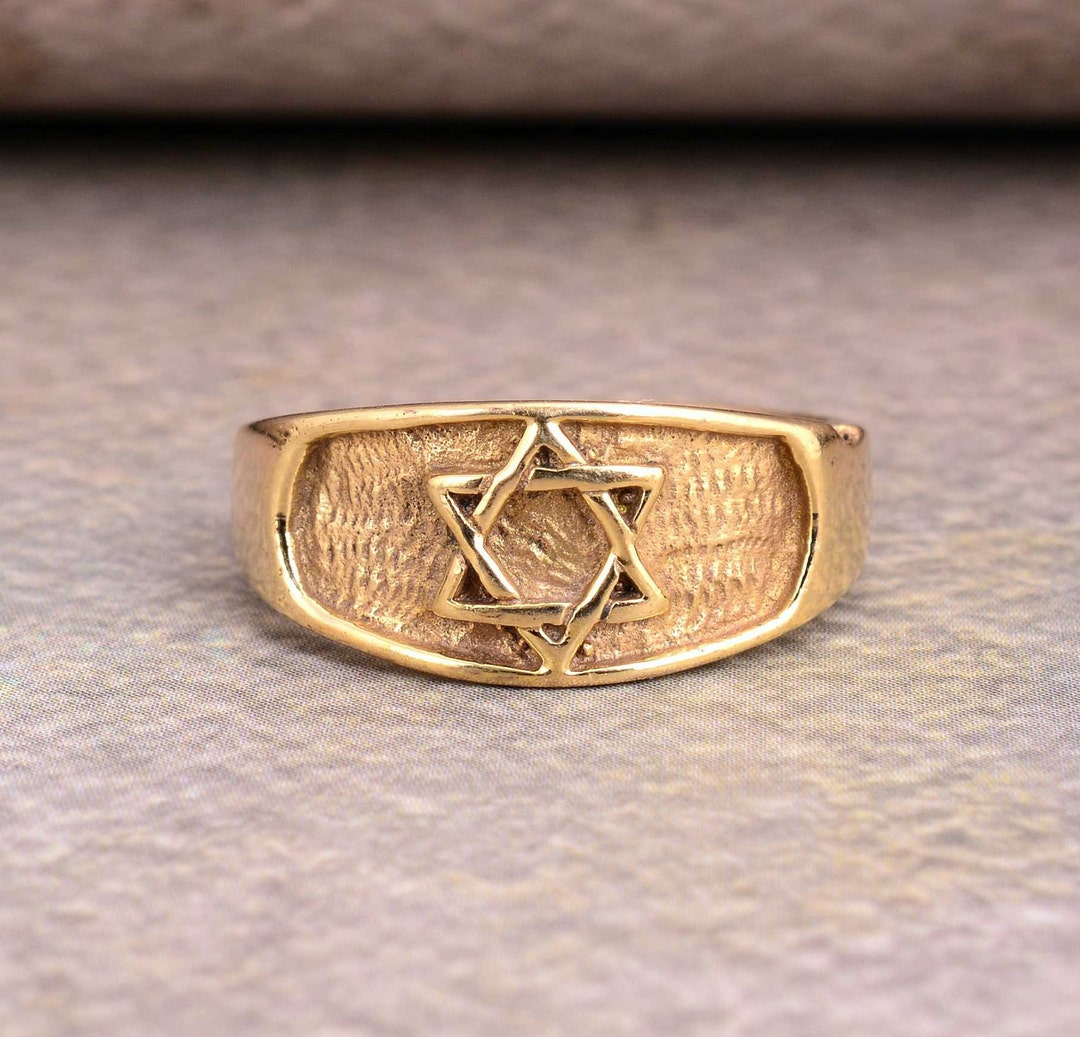 Gold Star of David Signet Ring: Jewish Talisman Amulet - Etsy
